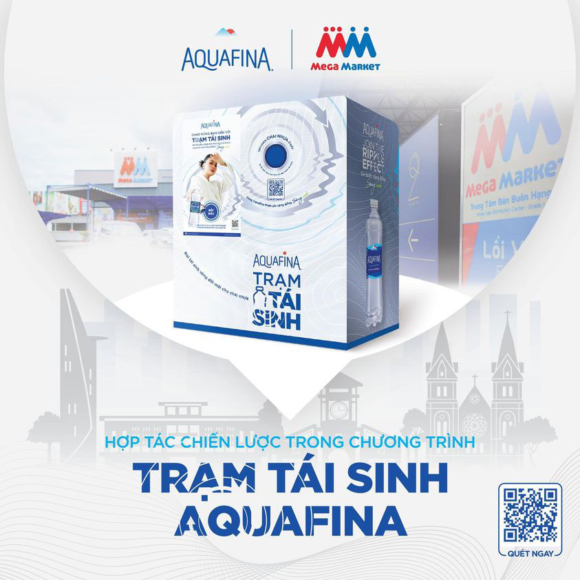CHÀO ĐÓN TRẠM TÁI SINH AQUAFINA TẠI CHUỖI SIÊU THỊ MM MEGA MARKET